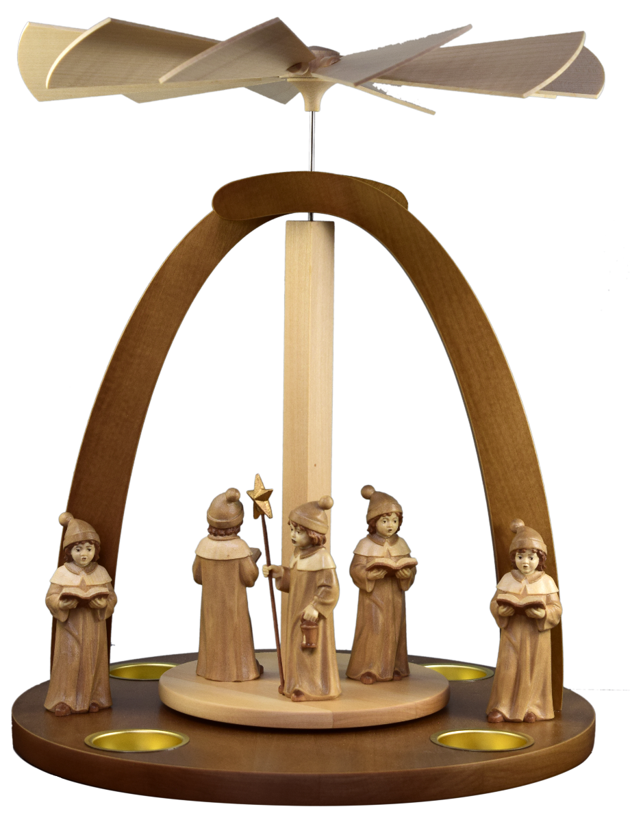 erzgebirgische Pyramide mit Kurrende aus Holz